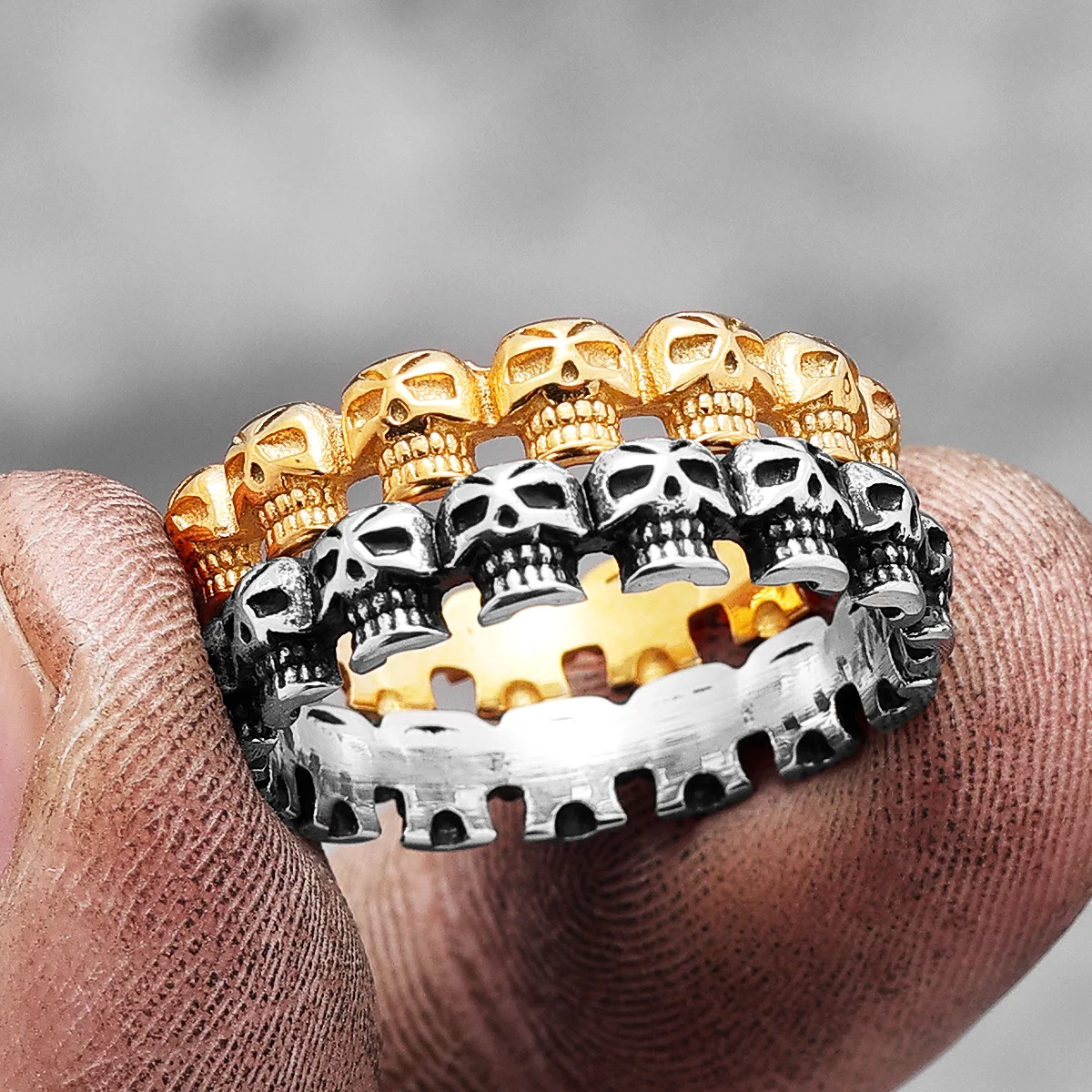 Thin-Punk-Skull-Stainless-Steel-Mens-Women-Rings-Gothic-HipHop-Trendy ...