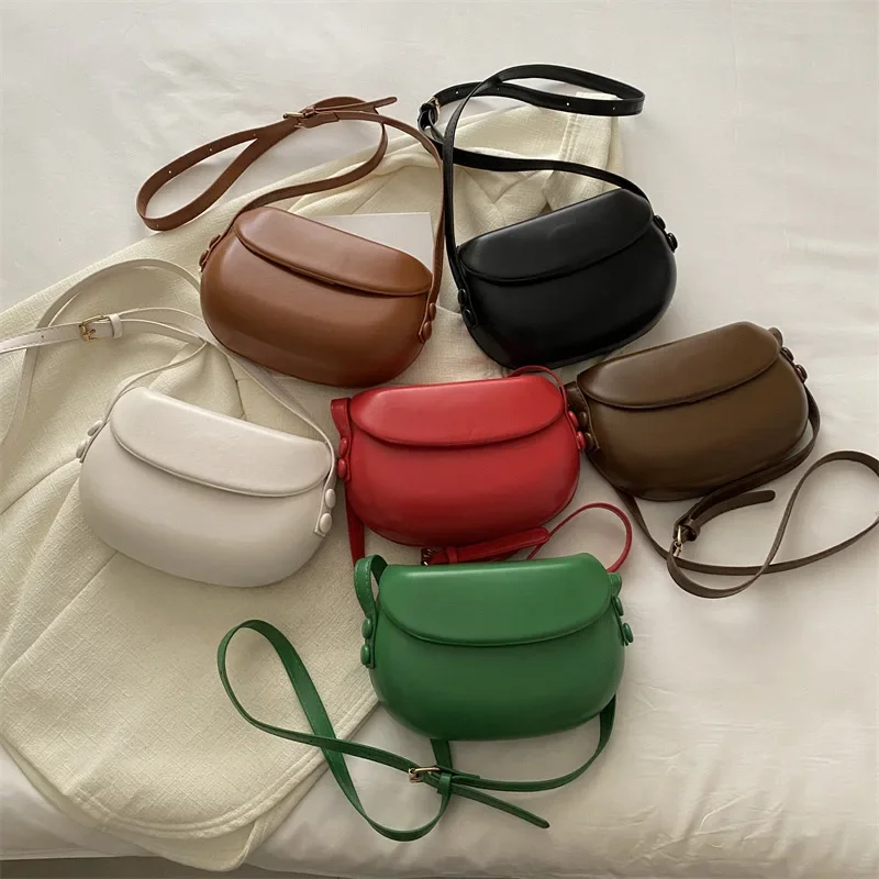 Solid-Color-Female-Saddle-Shoulde-Bag-PU-Leather-Ladies-Small-Crossbody ...