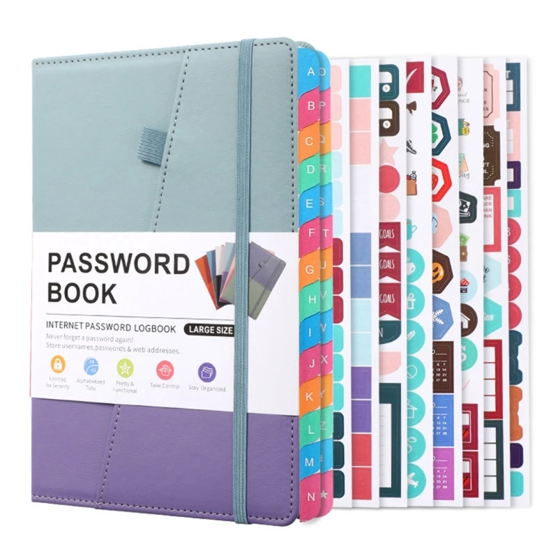 Stylish-PU-Cover-Password-Book-with-Tabs-Large-Size-Password-Keeper ...