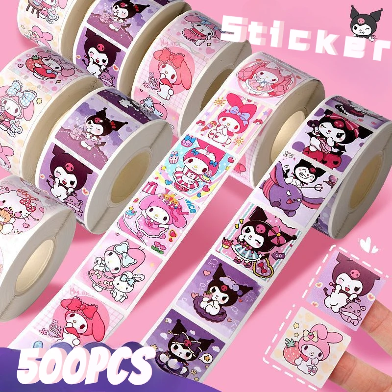 MINISO-500Pcs-roll-Sanrio-Sticker-Kawaii-Kuromi-Hello-Kitty-Cinnamoroll ...