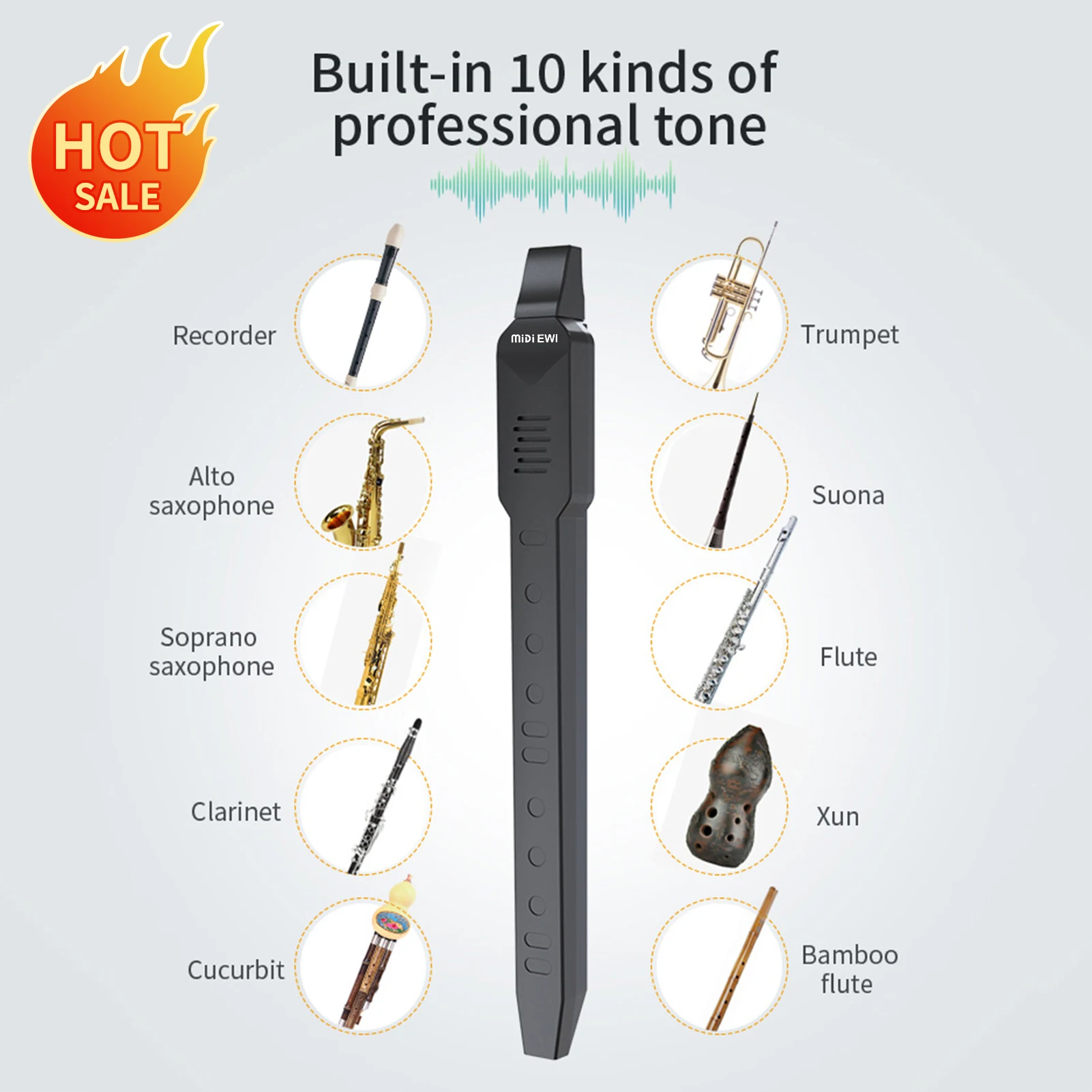 BT Digital Electronic Wind Instrument Rechargeable Supports 10 Tones ...