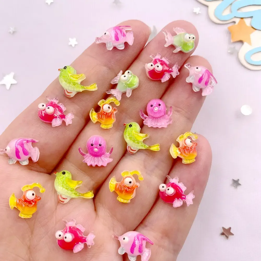 50pcs-Resin-Colorful-3D-Fish-Octopus-Fish-Bird-Figurines-Nail-Art-Flat ...