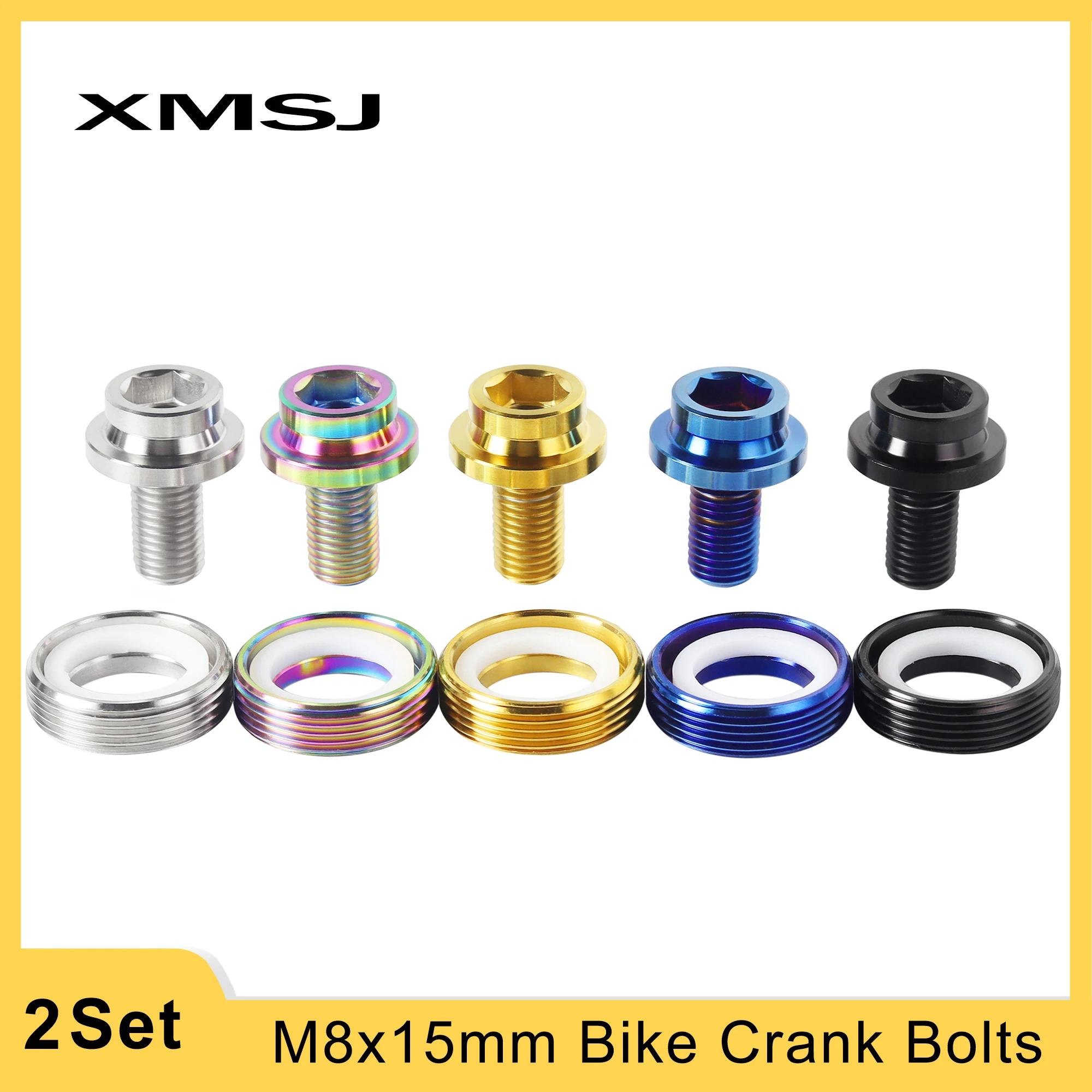 XMSJ-Titanium-Bike-Crank-Cap-Bottom-Bracket-Axle-Screw-Center-Shaft-Crankset-Fixing-Bolts-M8X15 ...