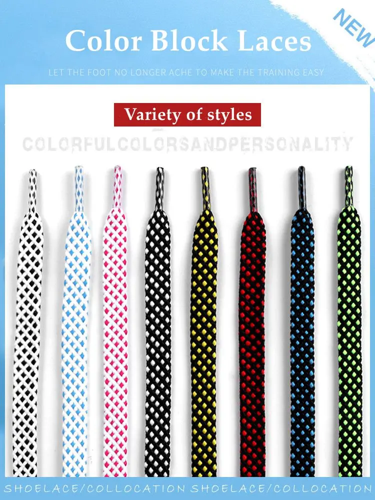 1Pair Flat Twocolor Shoelaces for Sneakers Polyester Checkered Double ...