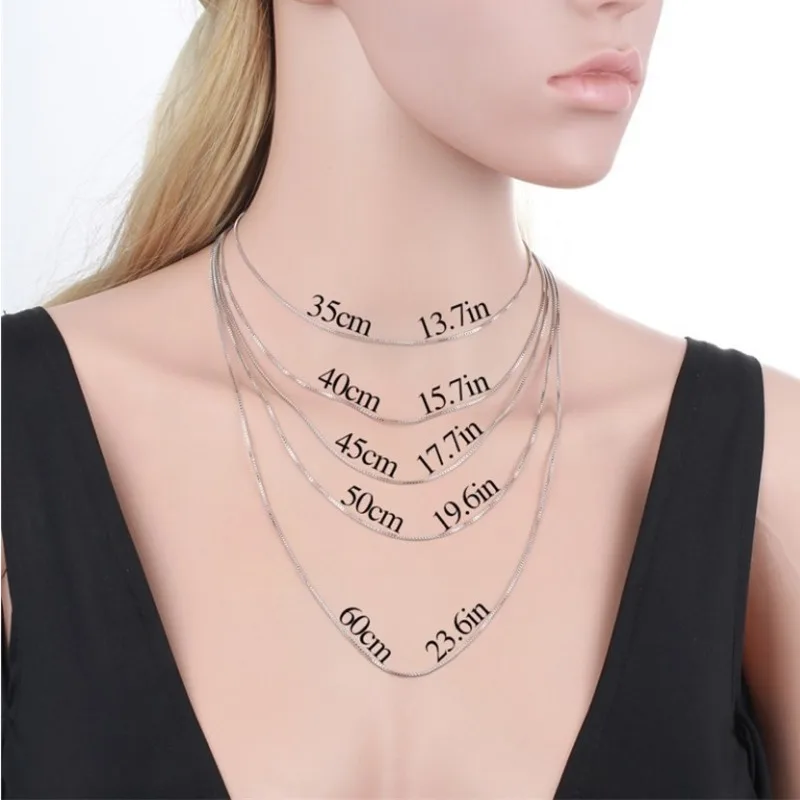 5sizes 1mm Thin Brass With White Gold Color Spring Buckle Box Chains Necklace Women Jewelry Nickel free 35cm 40cm 45cm 50cm 60cm AliExpress