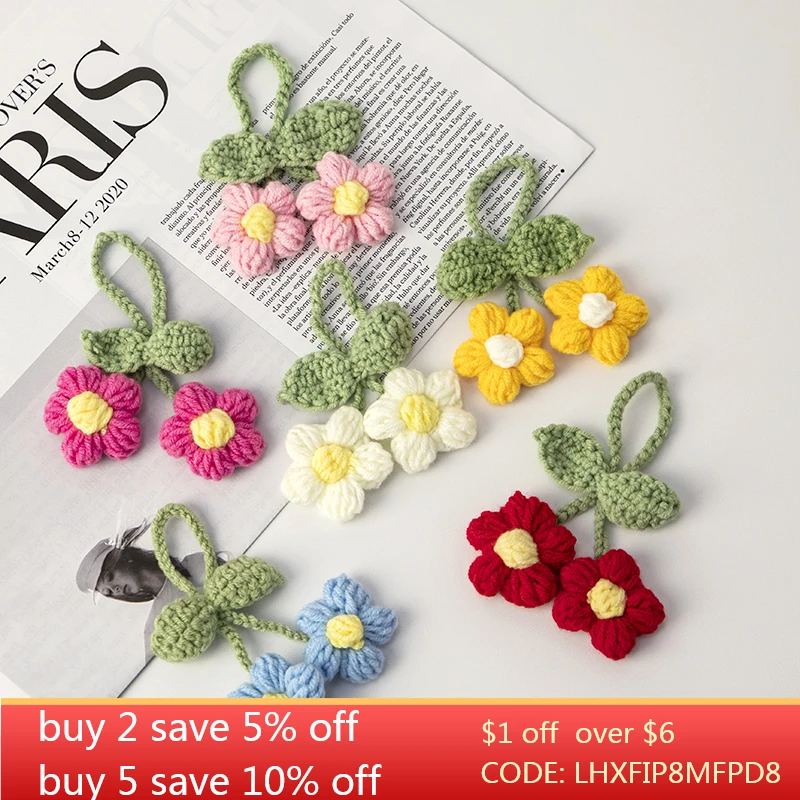 3pcs-Finished-Woven-Pendant-Creative-Knitted-Flower-KeyRing-Handmade ...