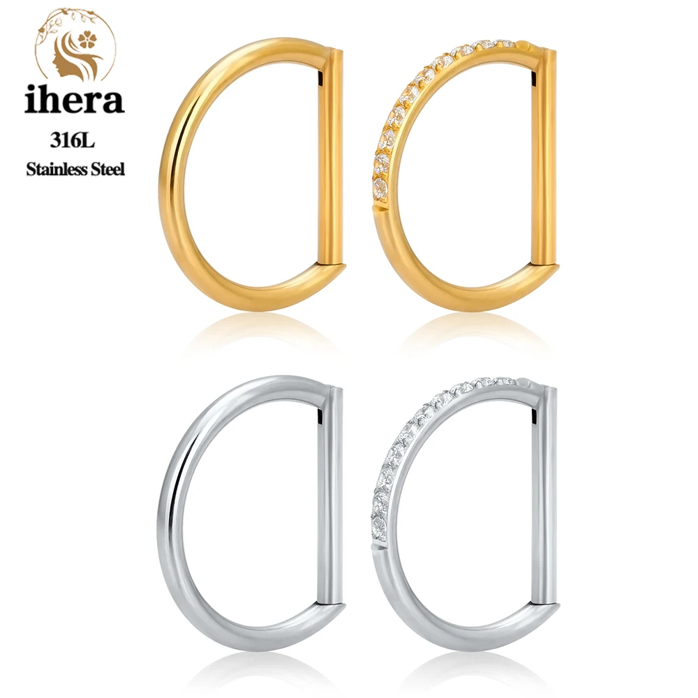 1-10PCS-316L-Stainless-Steel-D-Shape-Nose-Ring-Earrings-16G-CZ-Paved ...
