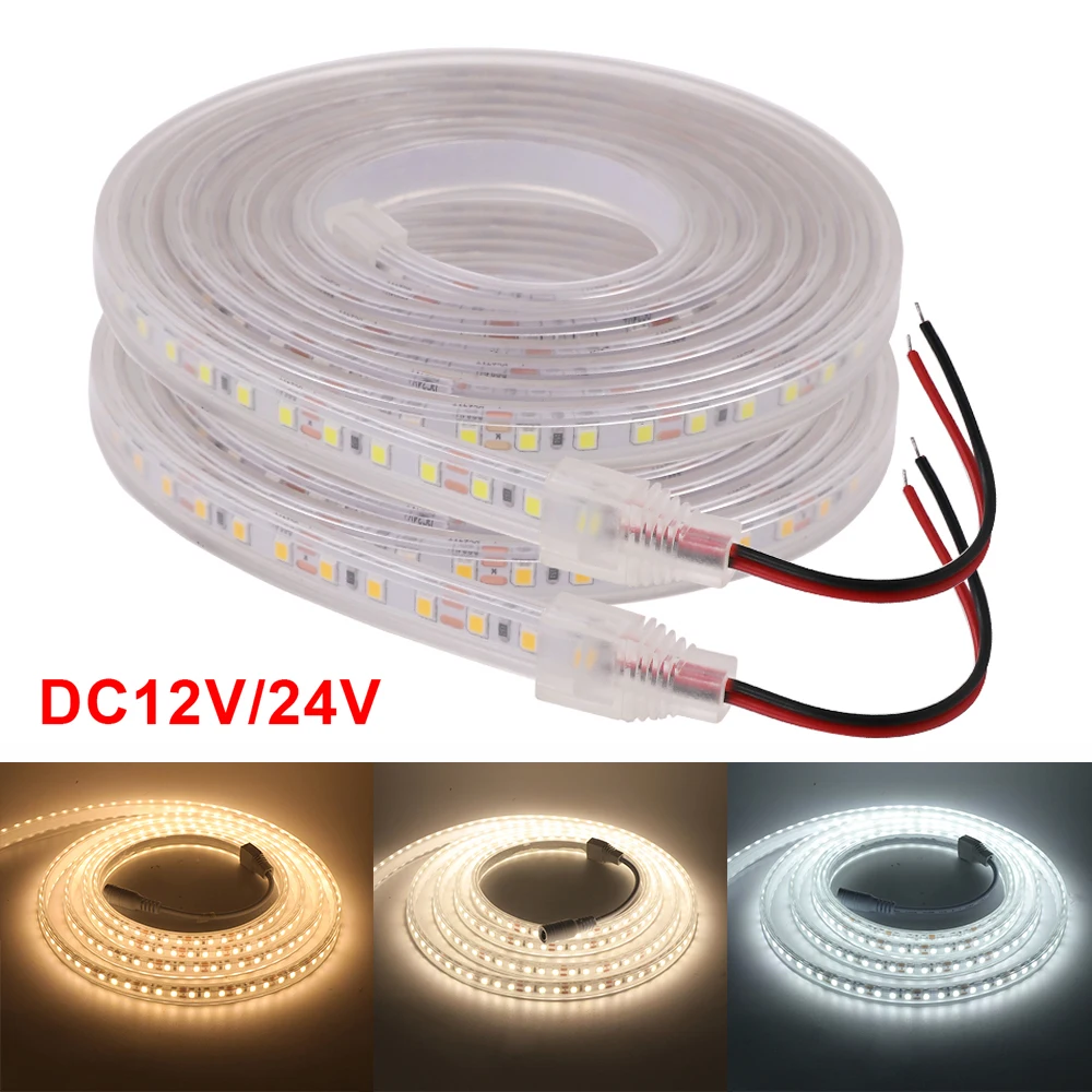 DC-12V-24V-LED-Strip-Waterproof-IP67-SMD-2835-120LEDs-M-White-Warm ...