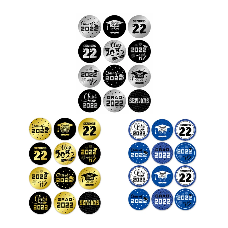 2022 Graduation Stickers 60 Pcs Class Grad Circle Stickers Graduation ...