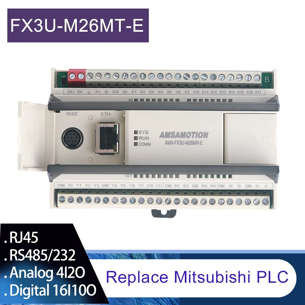 FX3U-M26MT-E-PLC-Ethernet-for-Mitsubishi-FX3U-Programmable-Controller-Logic-FX3U-26MT-E ...