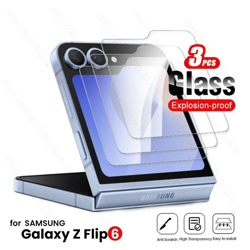 for Samsung Z Flip6 5G Case 3Pcs 9H Premium Tempered Glass Back Screen ...