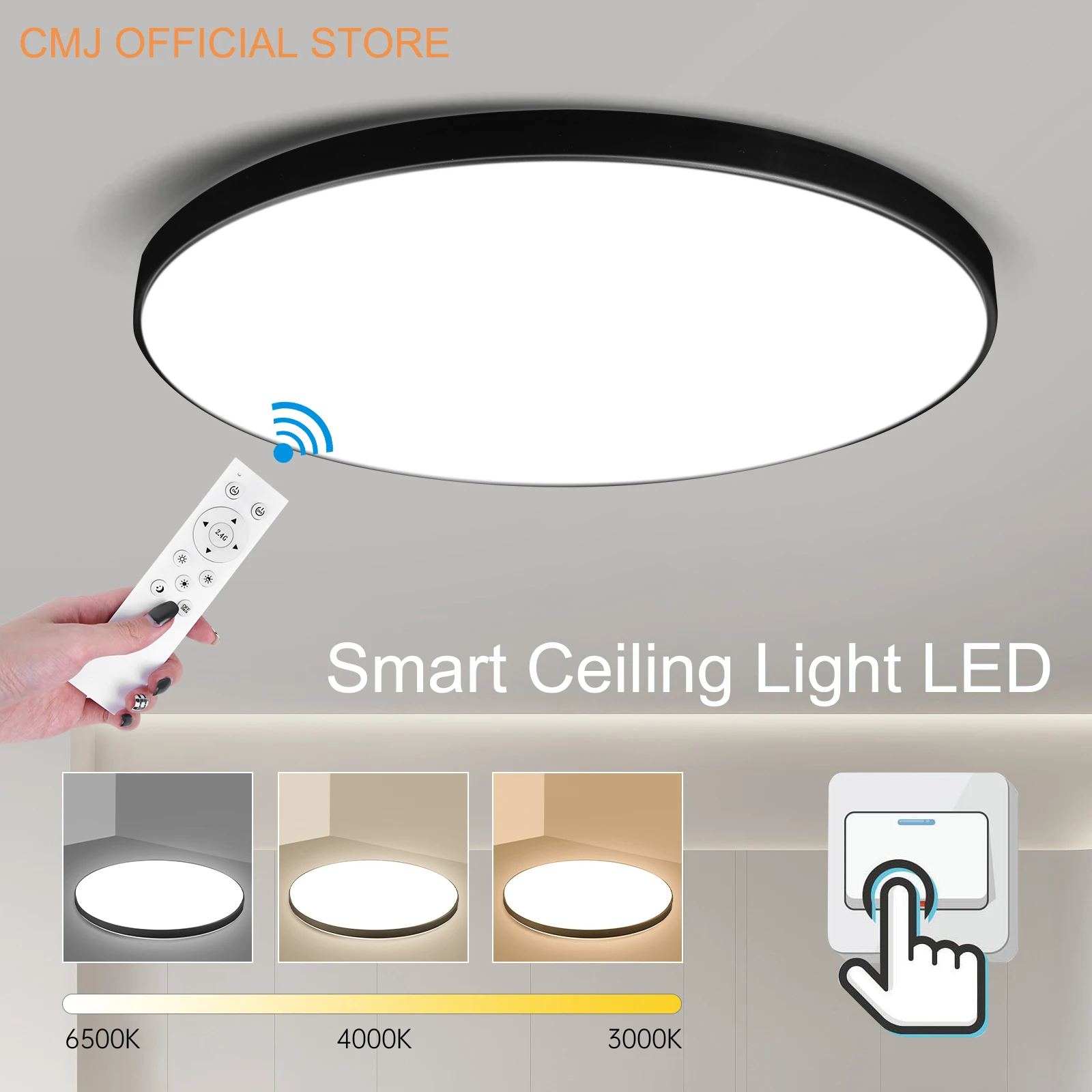 Remote-Control-Ceiling-Lamp-Tricolors-Panel-Light-LED-Modern-Room-Decor ...