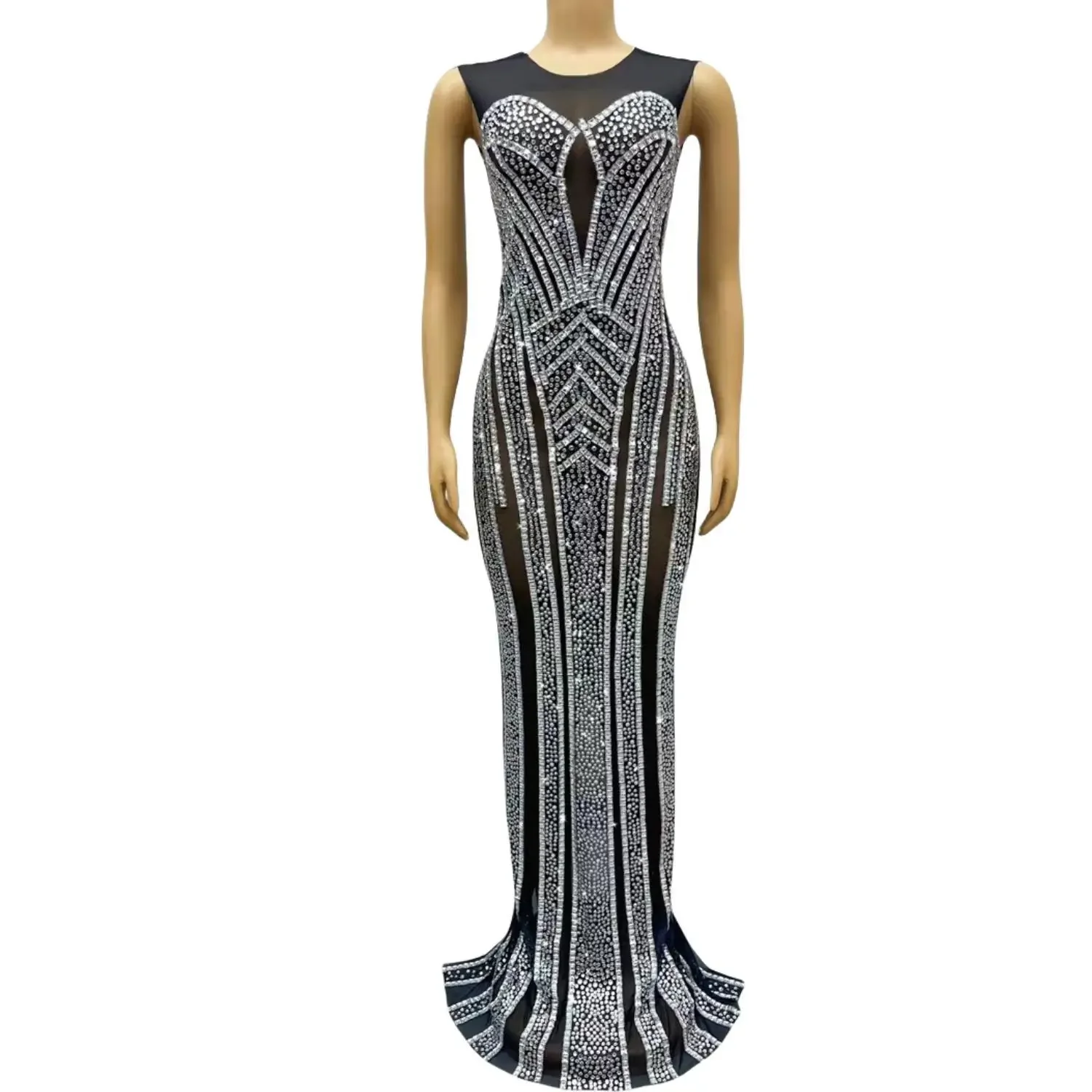 Fashion-Rhinestone-Crystal-Bead-Premium-Civil-Mermaid-Wedding-Maxi-Long ...
