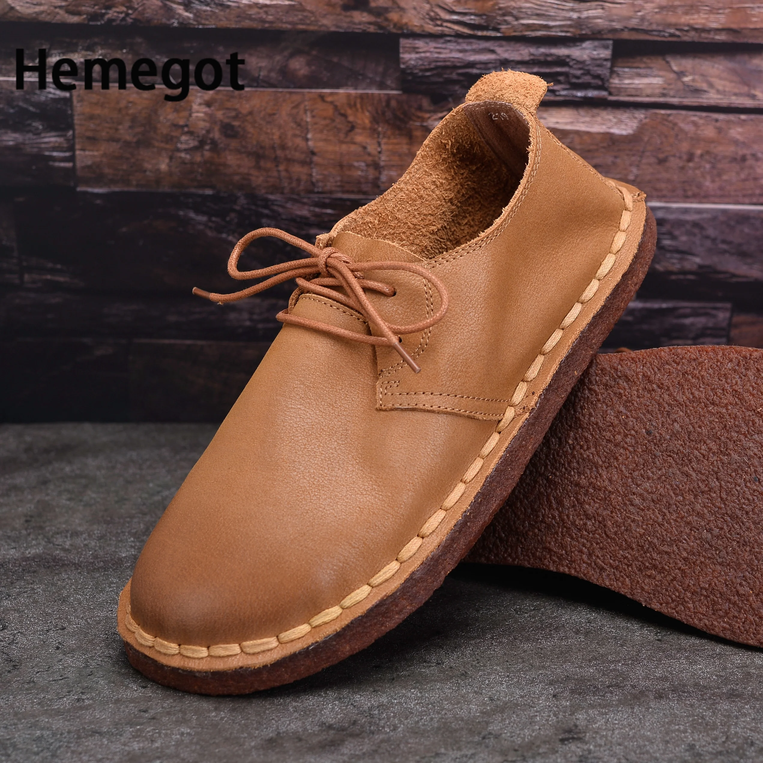 Round-Toe-Flat-Bottom-Leather-Men-Shoes-Handmade-Comfortable-Soft ...