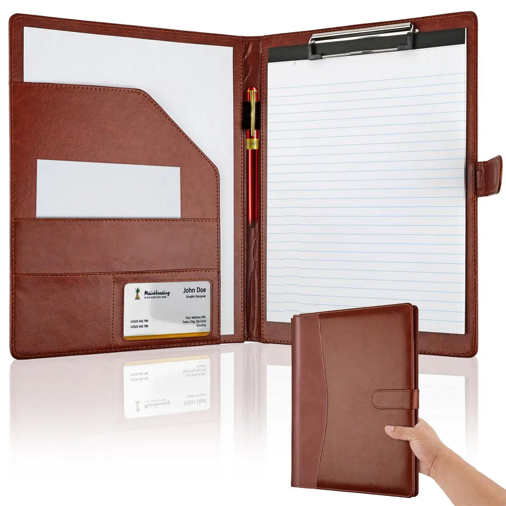 Multifunctional leather folder with A4 writing pad cover including 1 ...