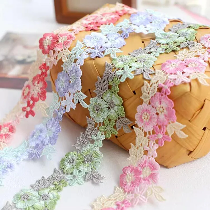 1 Yard Pink Purple Green Fluorescent Embroidery Rose Lace Various ...