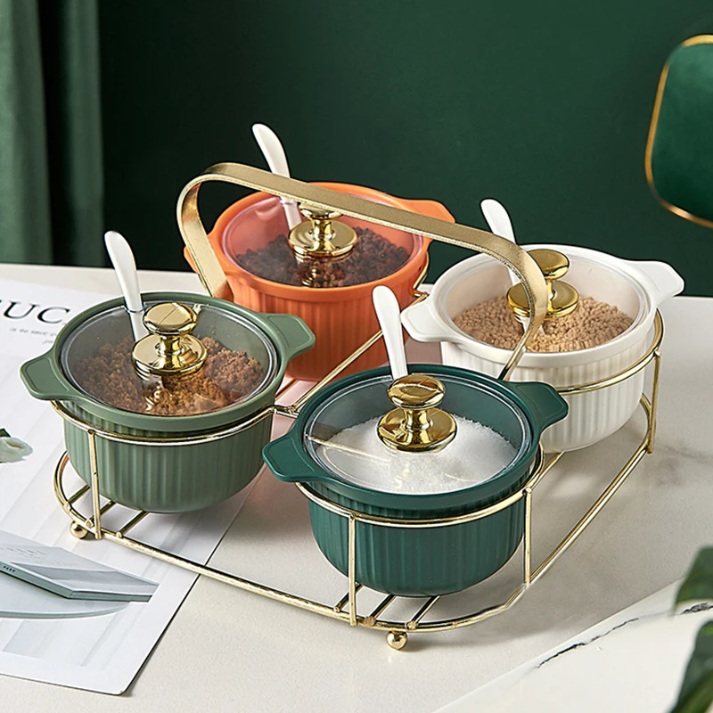 Kitchen Luxury HIPS Material Spice Jars Set Protable 4 Color Spicy Jar ...