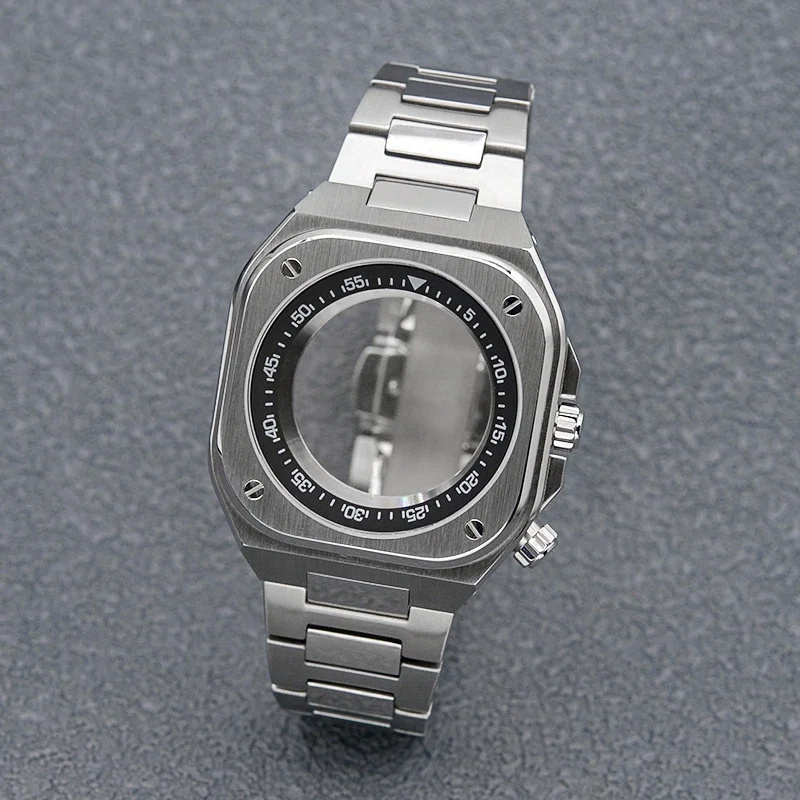 42mm-Square-Watch-Case-Rotated-Ring-Sapphire-Glass-Transparent-Case ...