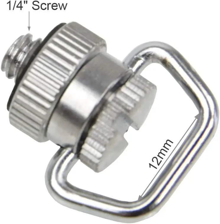 1x Stainless Steel 1/4" Camera Mount D-Ring Neck Strap Wrist Strap ...