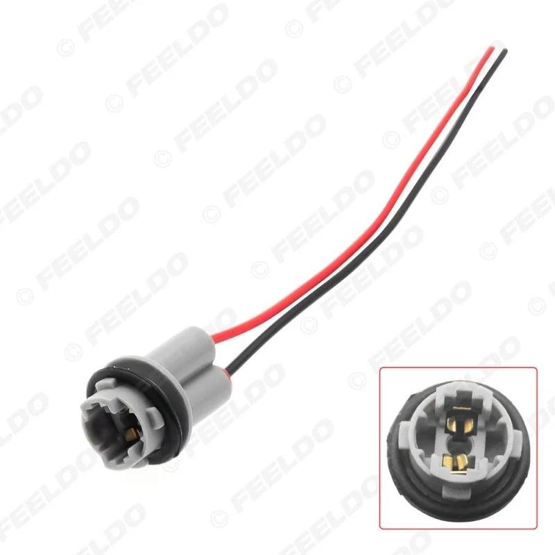 2 Pcs Car LED Lamp Holder T15 W16w Wedge Plug Cord Connector Round ...
