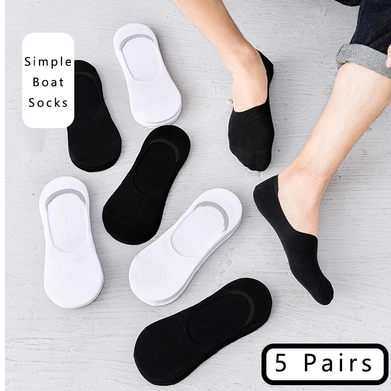 5-Pairs-Men-Cotton-Socks-Casual-Breathable-Business-Invisible-Boat ...