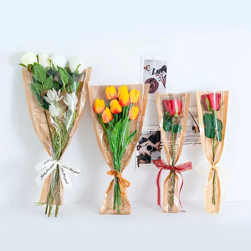 5pcs-bag-Kraft-paper-flower-packaging-paper-simple-bouquet-packaging ...