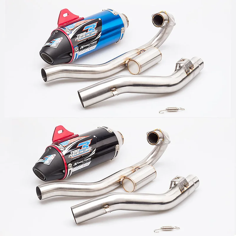 Motorcycle-Exhaust-Full-System-Front-Tube-Headers-Connect-Middle-Pipe ...