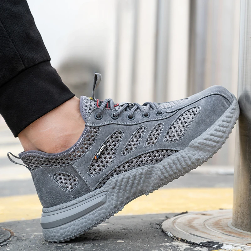 light summer work shoes breathable mesh safety shoes for woman ...