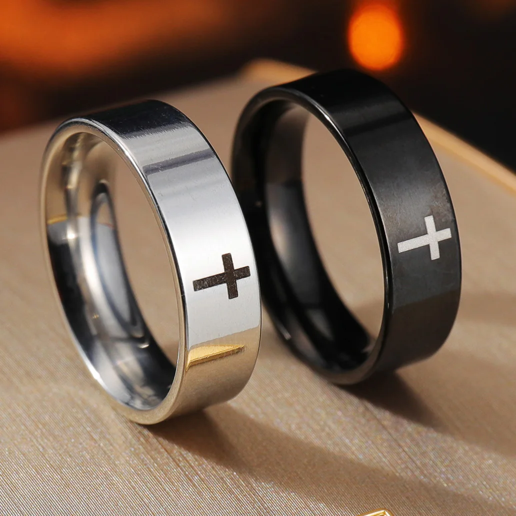 6mm-Stainless-Steel-Cross-Ring-Christian-Jesus-Christ-Lord-Prayer-for ...