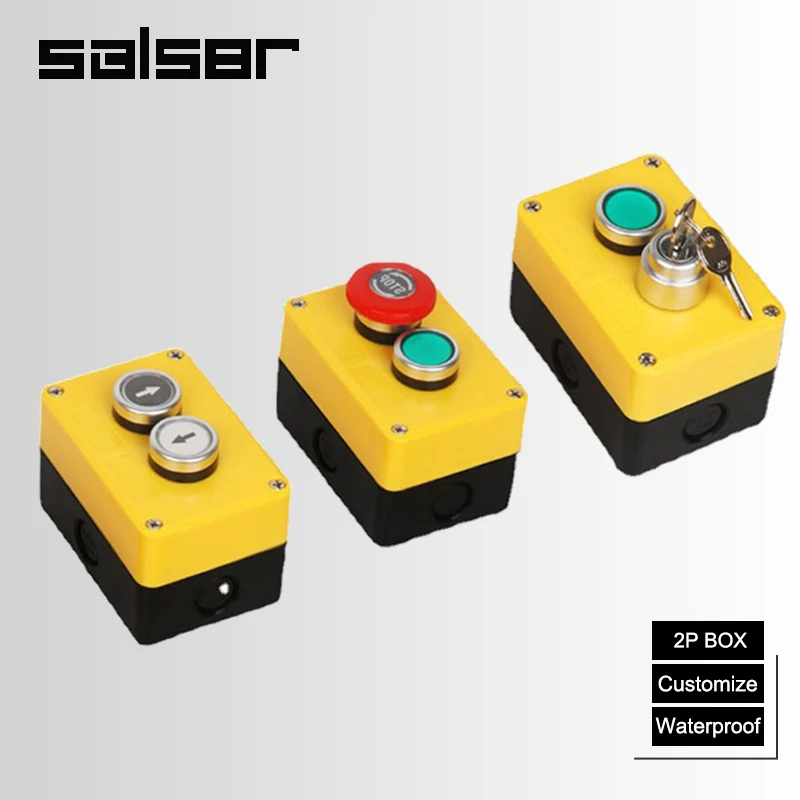 Waterproof-Two-Position-Push-Button-Switch-With-Control-Yellow-Plastic ...