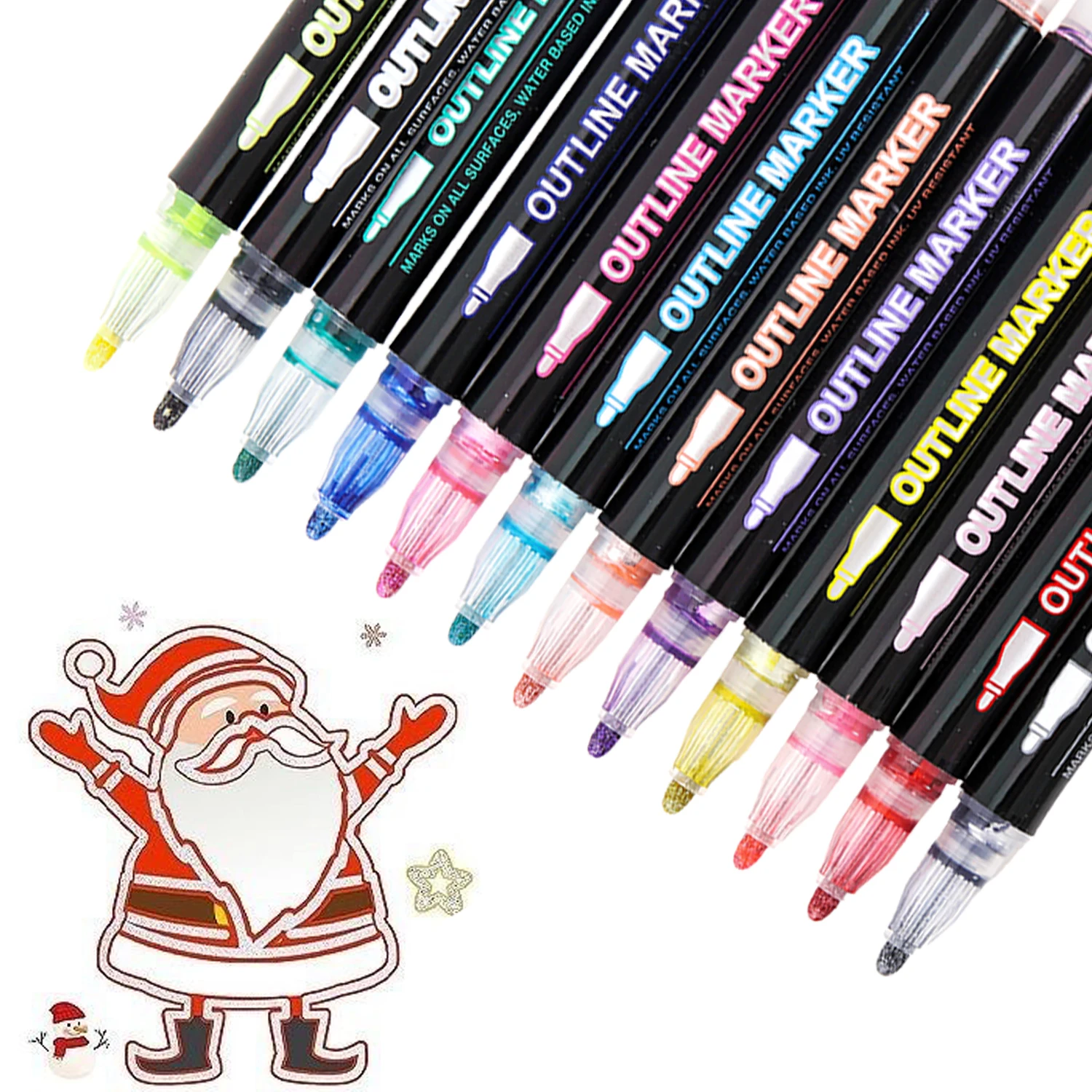 Double-Line-Contour-Pen-8-12-24-36-Color-kit-Dream-Metal-Color-Planner ...