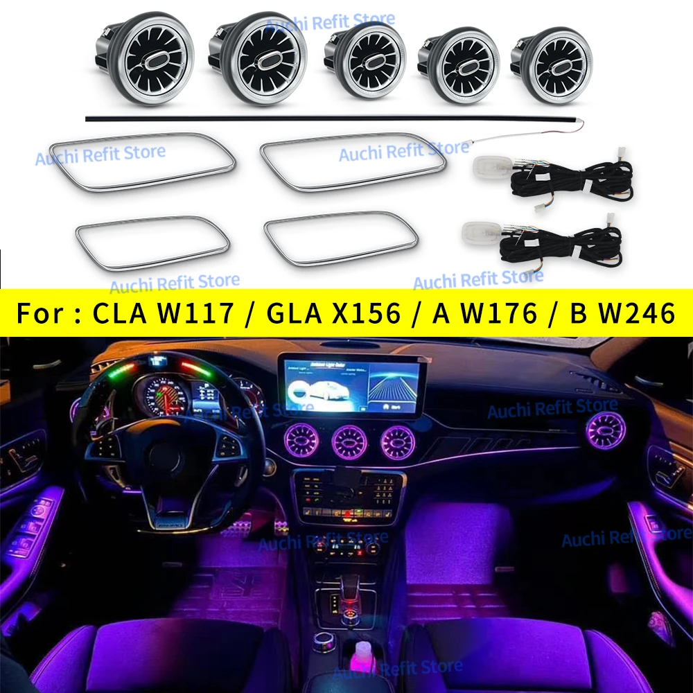 New 12-Color LED Car Air Vent Turbine Atmosphere Lamp For Mercedes-Benz ...