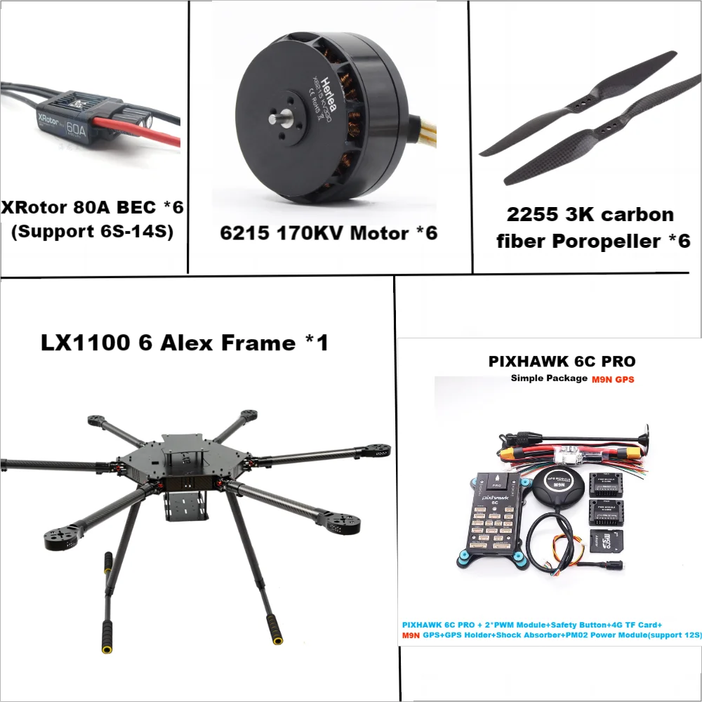 Marco-Hexa-Rotor-x-roter-80A-ESC-PX4-Pixhawk-juego-de-Control-de-vuelo ...