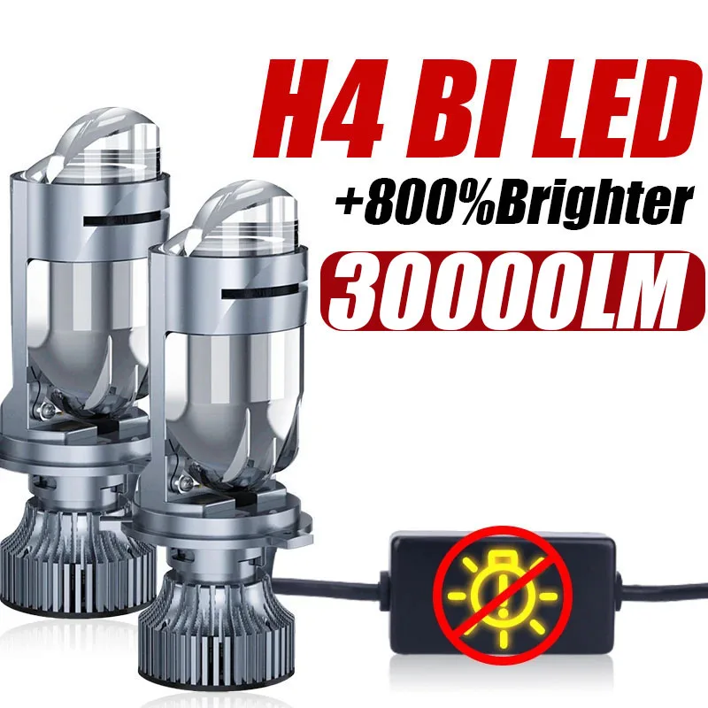 H4 LED Projector Mini Lens Auto Bi LED Headlight Bulb Kit Conversion ...