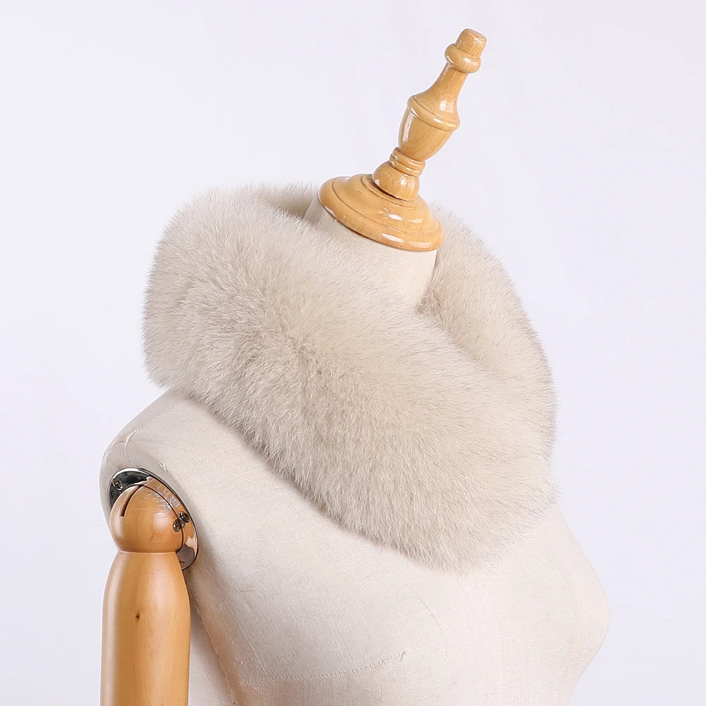 Women's Winter Warm Real Fox Fur Scarf Scarves Rex Rabbit Lining Neck ...