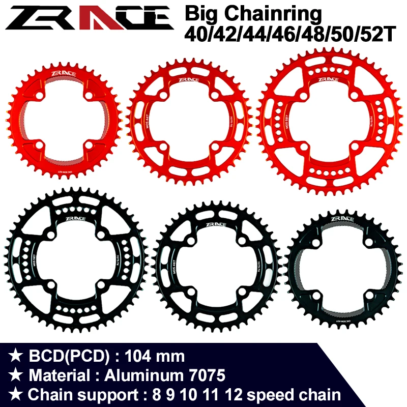 ZRACE 체인링 104BCD 40T 42T 44T 46T 48T 50T 52T Teeth MTB 자전거 8 12 단 크랭크셋 ...