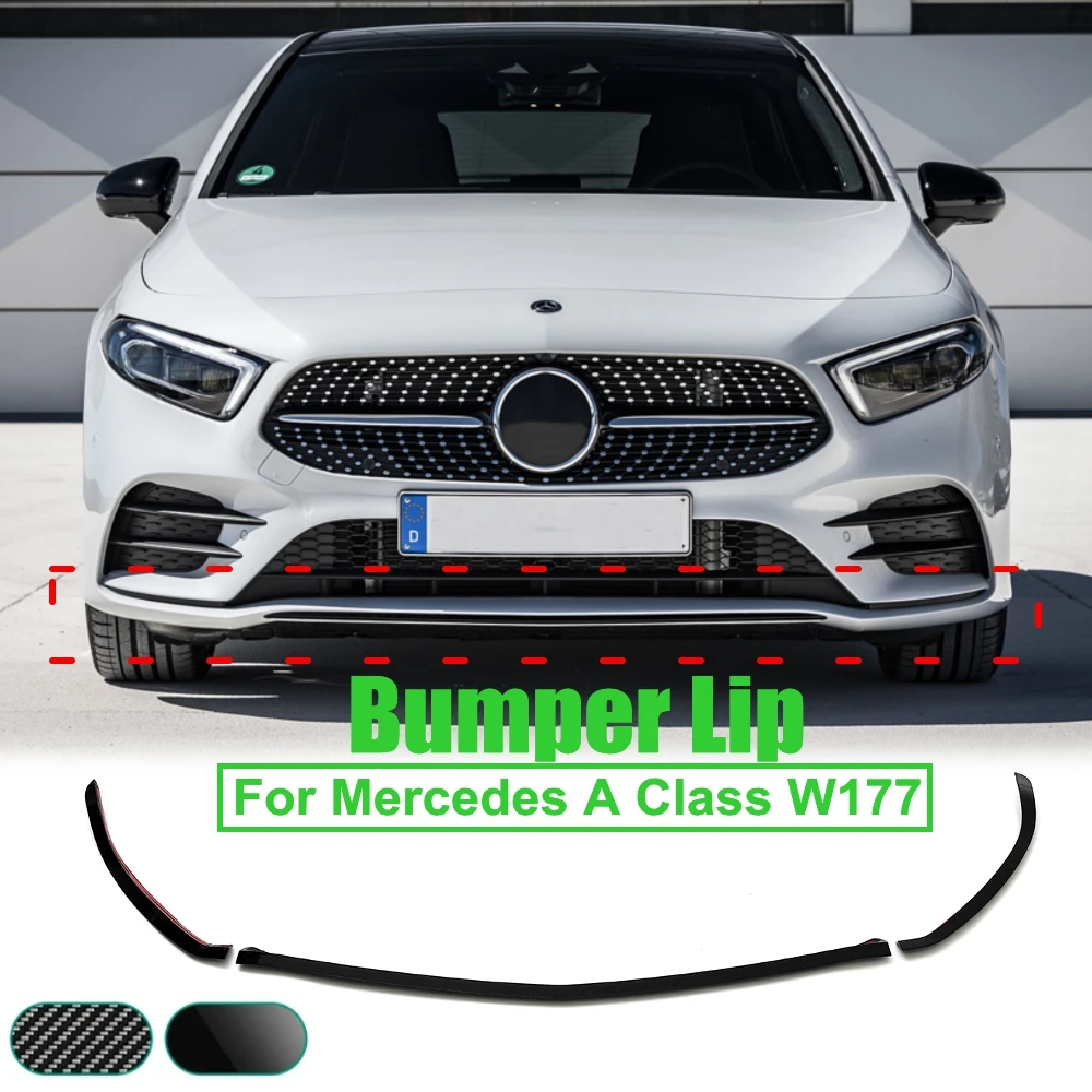 3pcs Car Front Lower Bumper Lip Splitter Canard Trim For Mercedes-benz ...