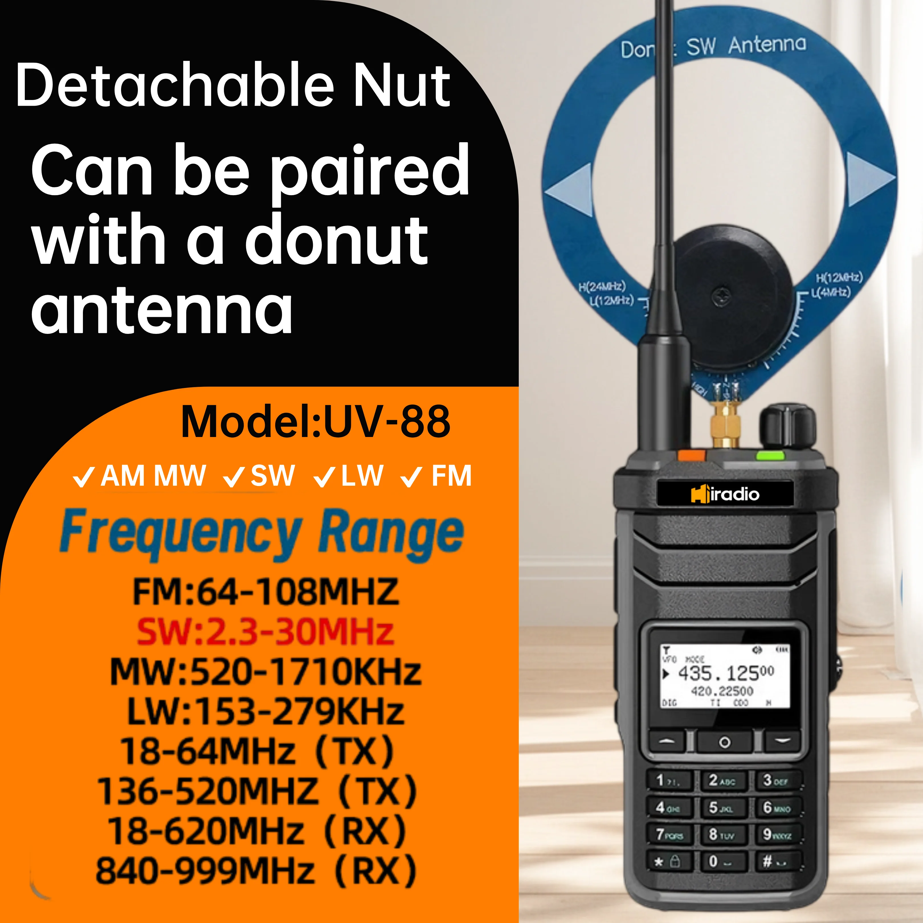 Iradio RT-UV88 two-way radio Walkie Talkie Long Range Multi Band GPS ...