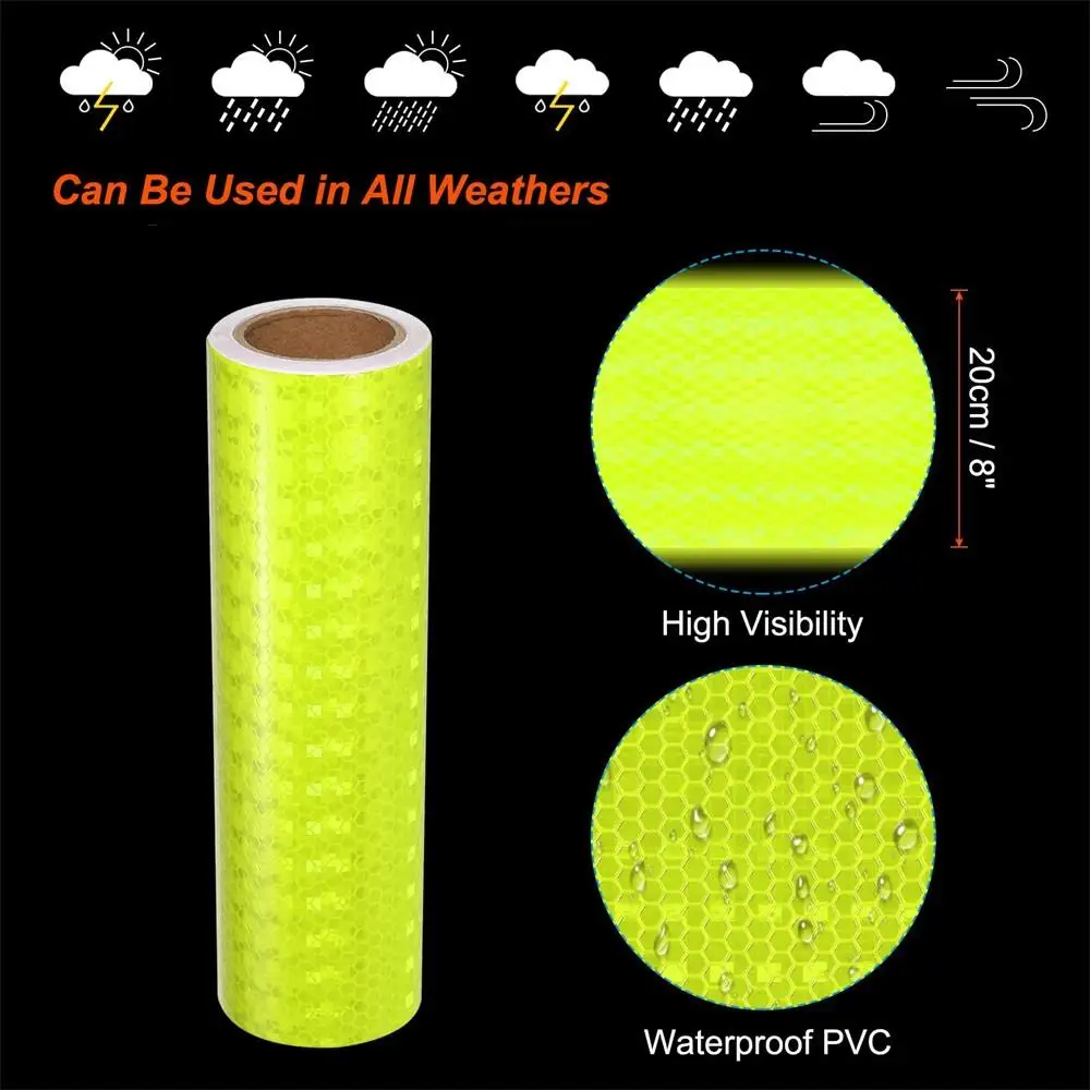 20cm-17FT-Fluorescent-Yellow-Reflective-Tapes-PVC-Adhesive-Waterproof ...