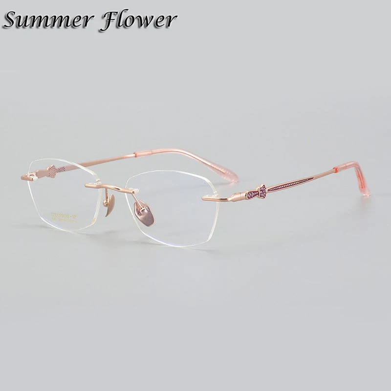 Women-Rimless-Eyeglasses-Pure-Titanium-Fashion-Design-Light-Elegant ...