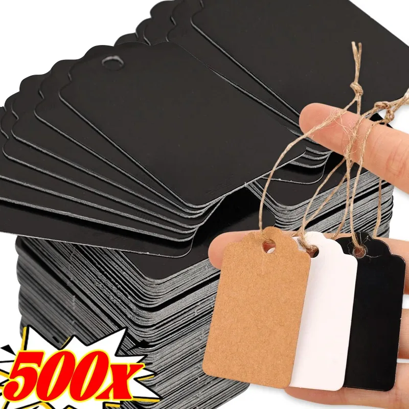 100/500x Kraft Paper Blank Card Hang Tags Hand Draw Gift Label with ...