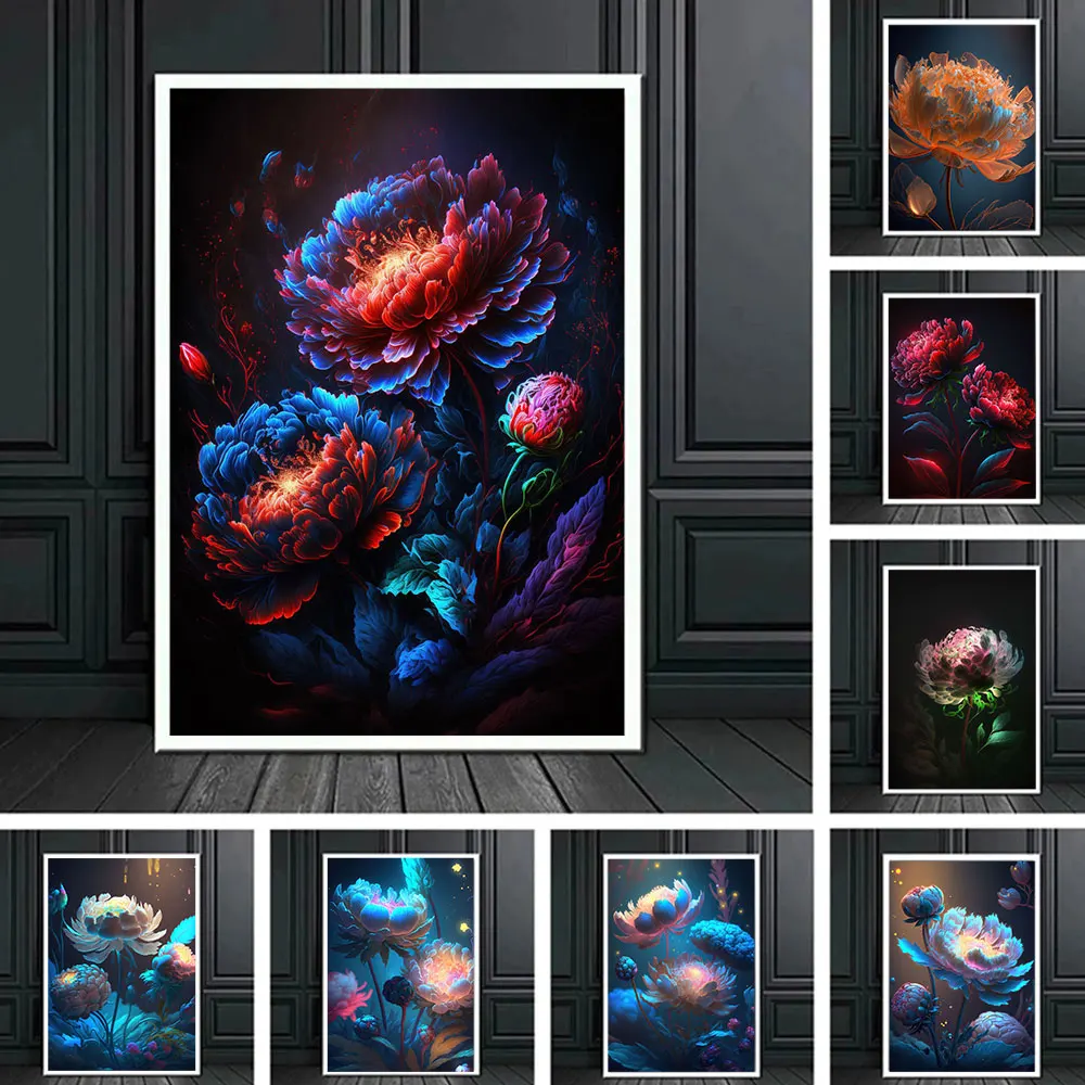 Abstract-Fantastic-Peony-Creative-Art-Posters-Prints-Colorful-Peony ...