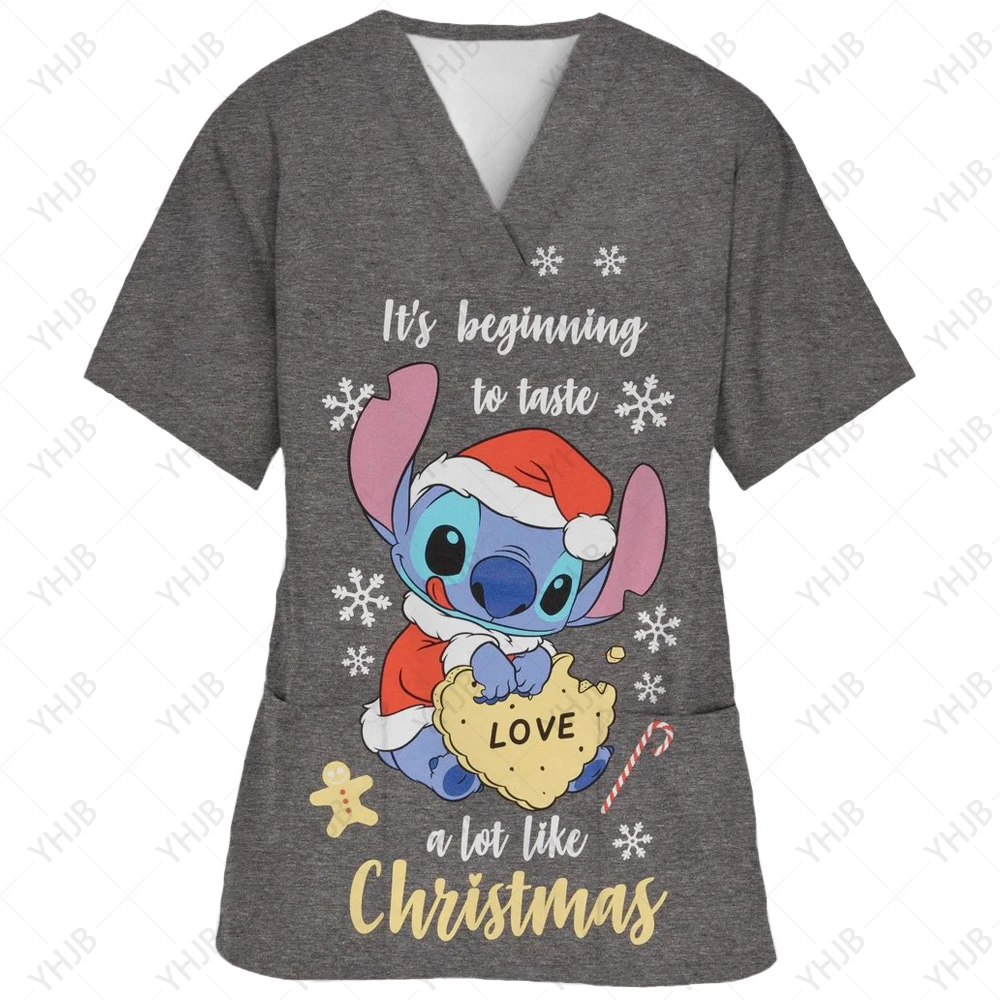 Uniforme de enfermera con estampado de Disney Stitch, uniforme de ...