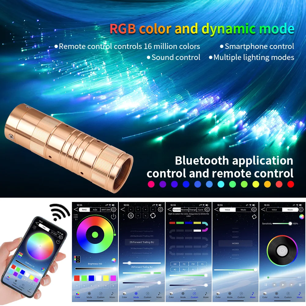 New 16W Car Star Ceiling Light Twinkle Starry Sky RGB Interior ...