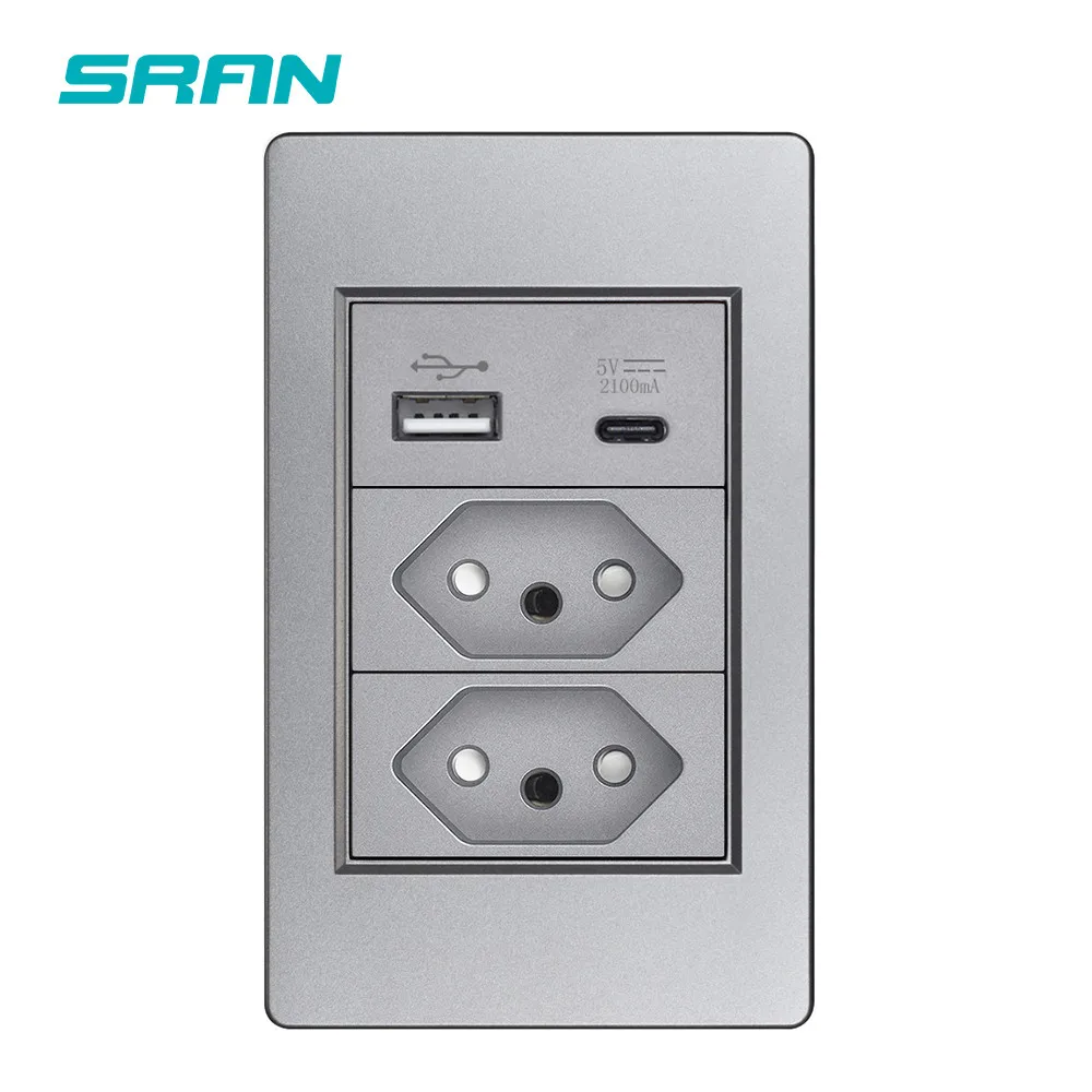 Prise murale Usb type c 118x72mm,panneau PC blanc-noir-gris AC 250V 10a ...