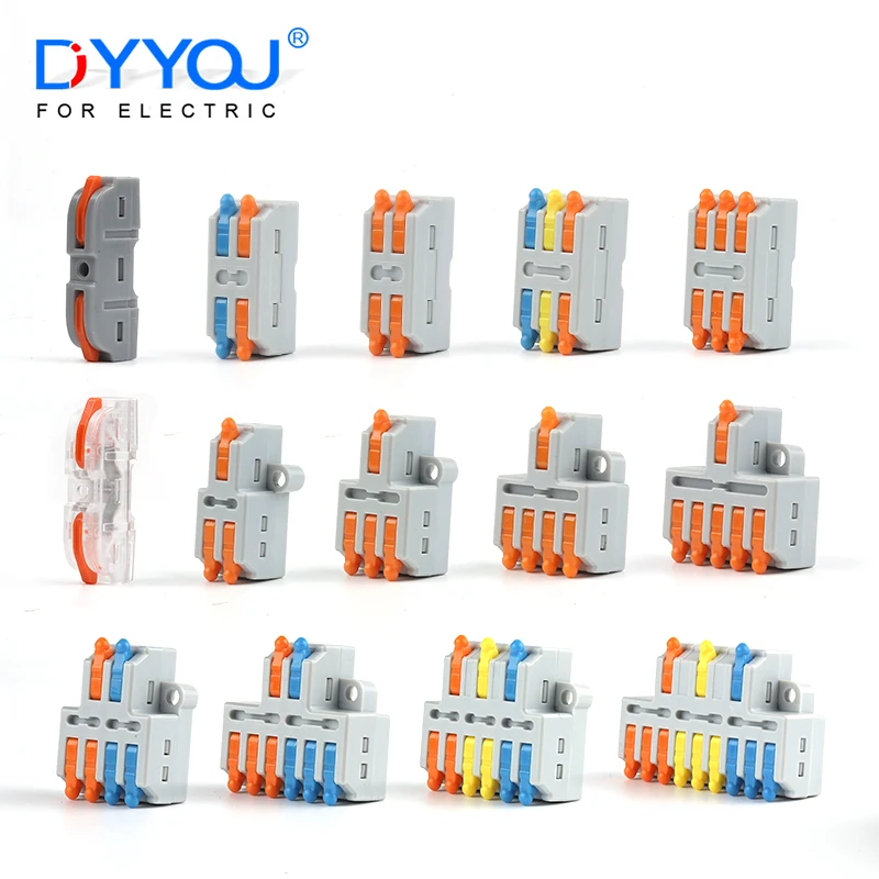 25-50-100PCS-Universal-Compact-Wire-Connector-Push-in-Lever-Spring ...