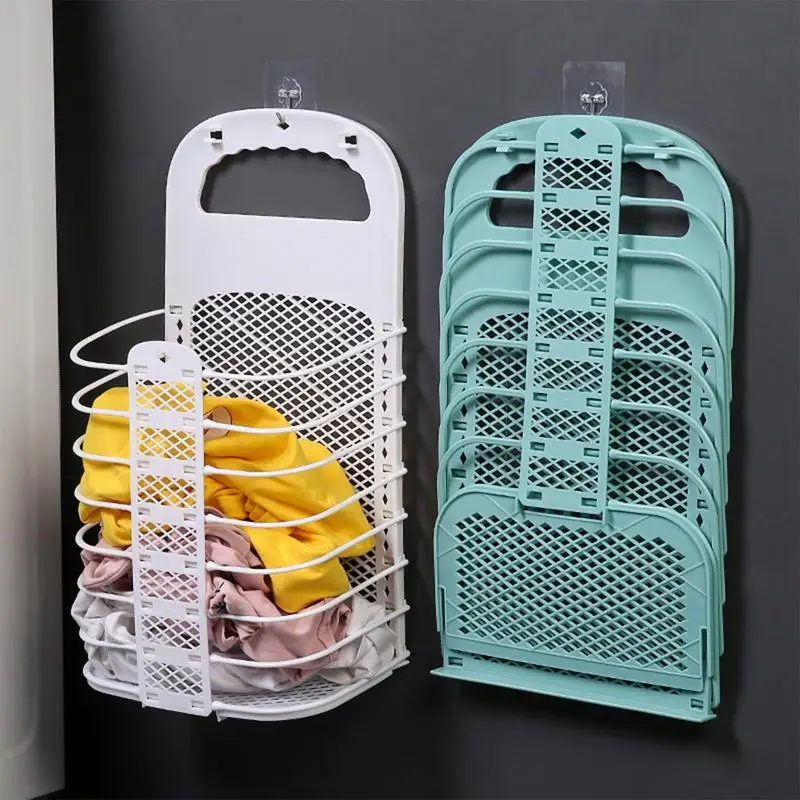 Wall-Laundry-Hamper-Wall-Mounted-Dangling-Laundry-Basket-with-Carry ...
