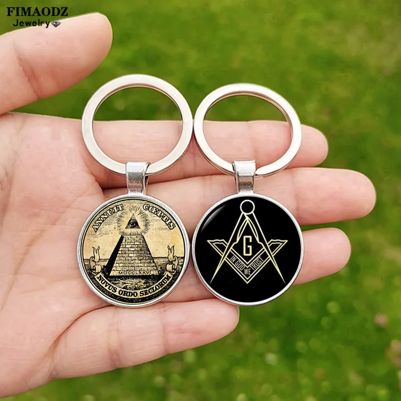 Free-Mason-Keychain-Glass-Cabochon-Pendant-Freemason-Symbol-Charm ...