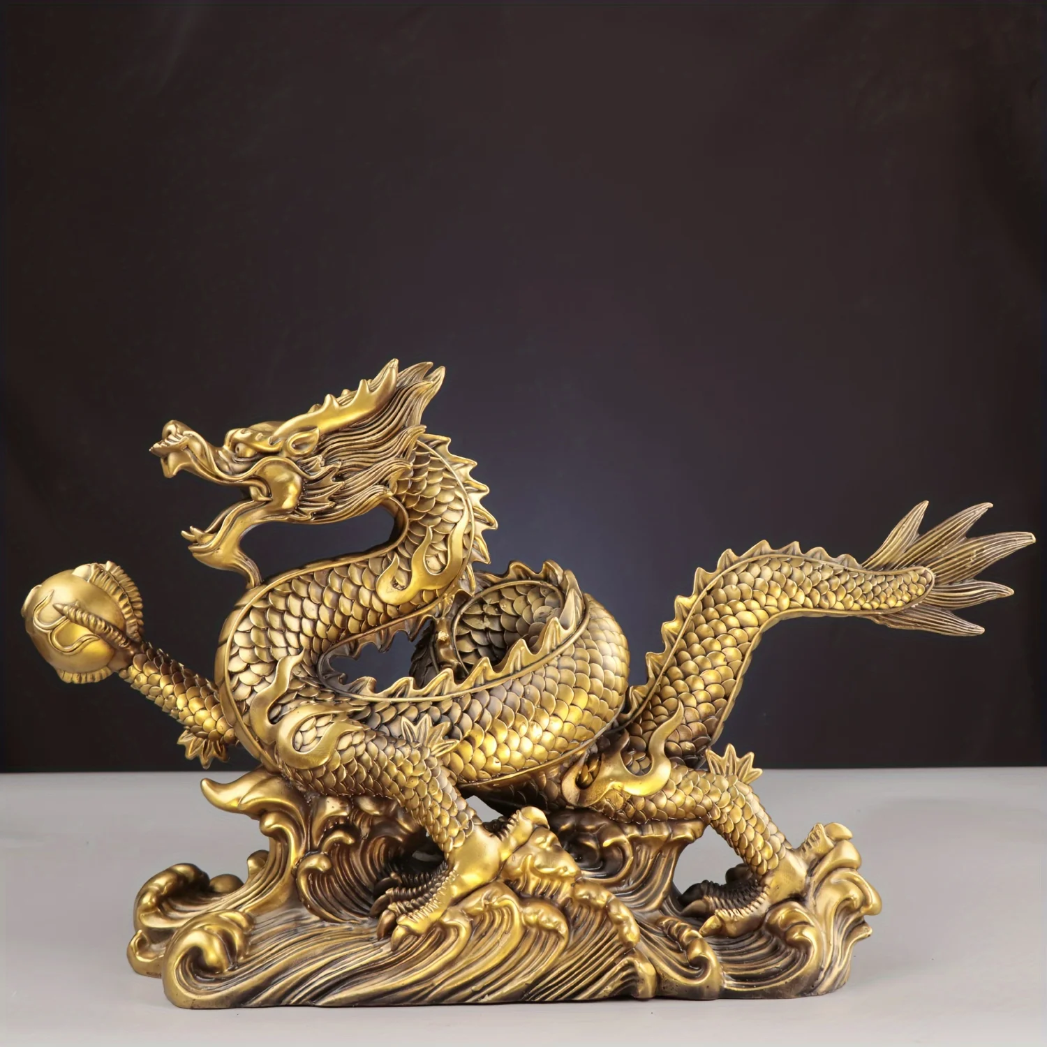 1pc-Glamorous-Golden-Chinese-Dragon-Statue-Exquisitely-Crafted-Zodiac ...