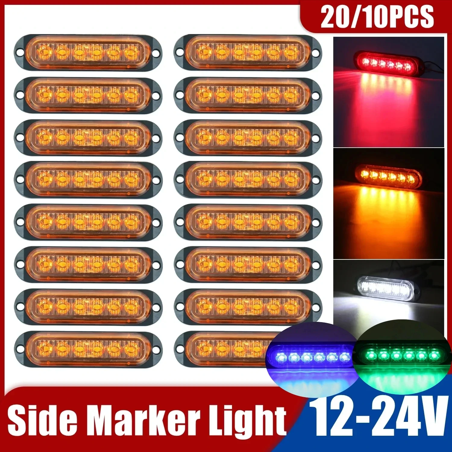 20-10X-12-24V-6LED-Clearance-Lamp-Trailer-Side-Marker-Car-Light ...